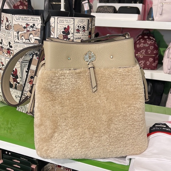 kate spade | Bags | Kate Spade Marti Large Bucket Bag Faux Shearling ...